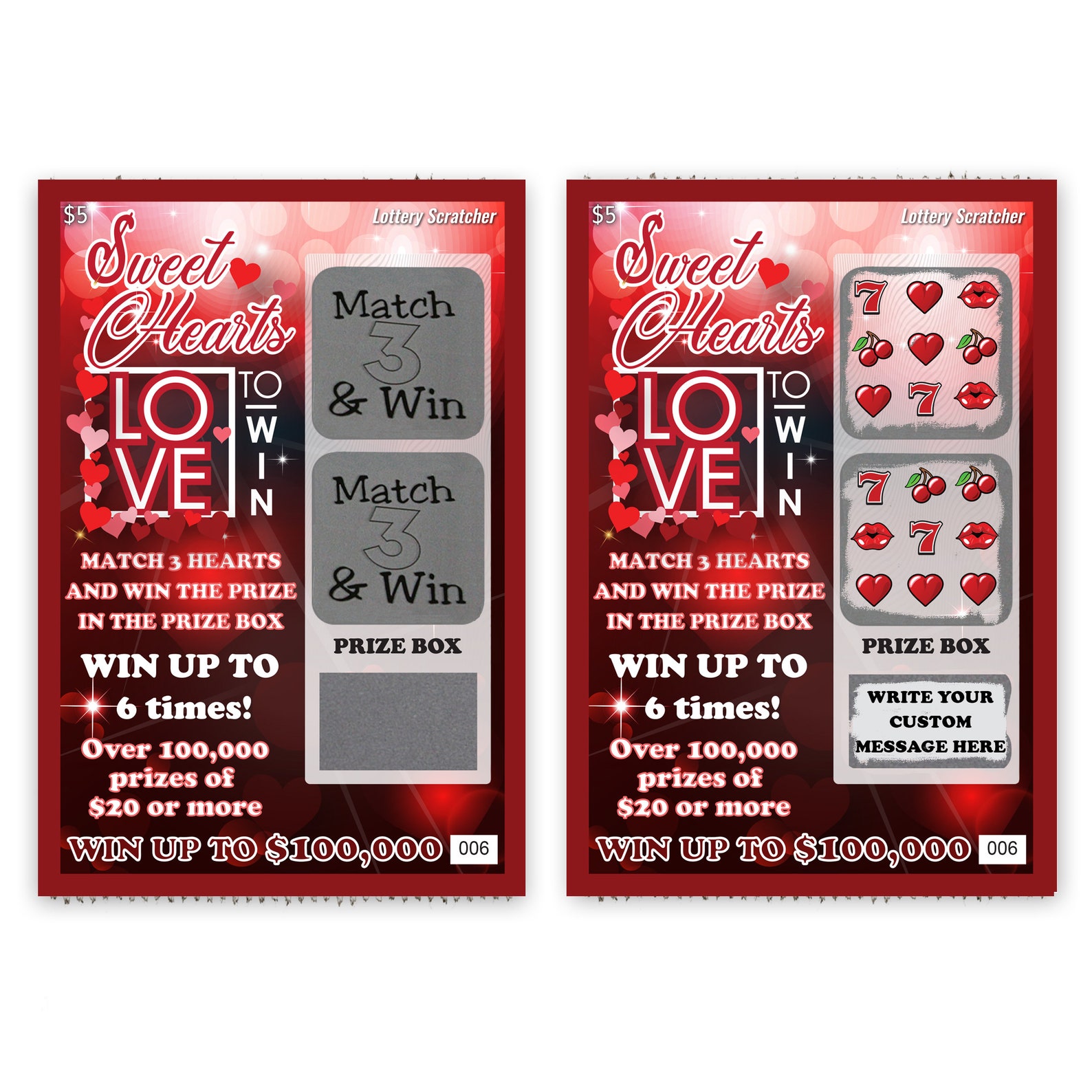 Custom Valentine's Day Scratch off Ticket: Sweethearts Fake Lotto ...