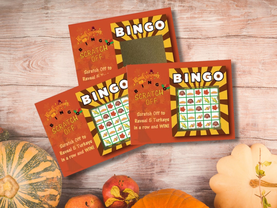 Thanksgiving BINGO Scratch off Game Card Scratcher Lotto Tickets ...