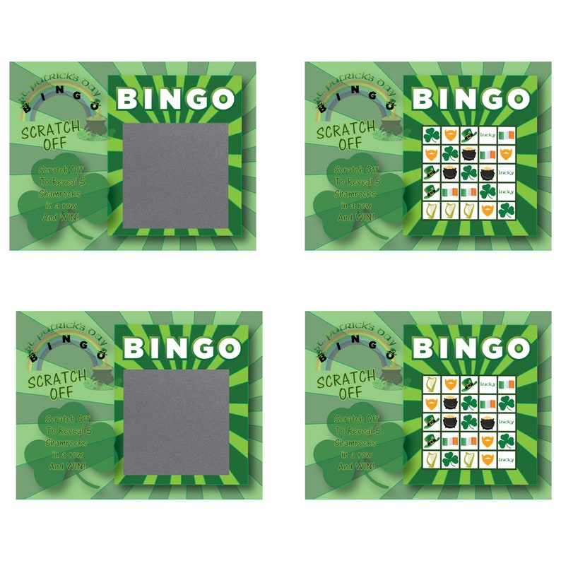 St. Patrick's Day Shamrock Scratch off Bingo Game - 26 Cards - Etsy