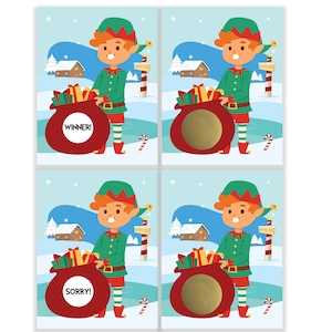 Elf Scratch off Game Happy Holiday Christmas Party Scratcher Scratch ...