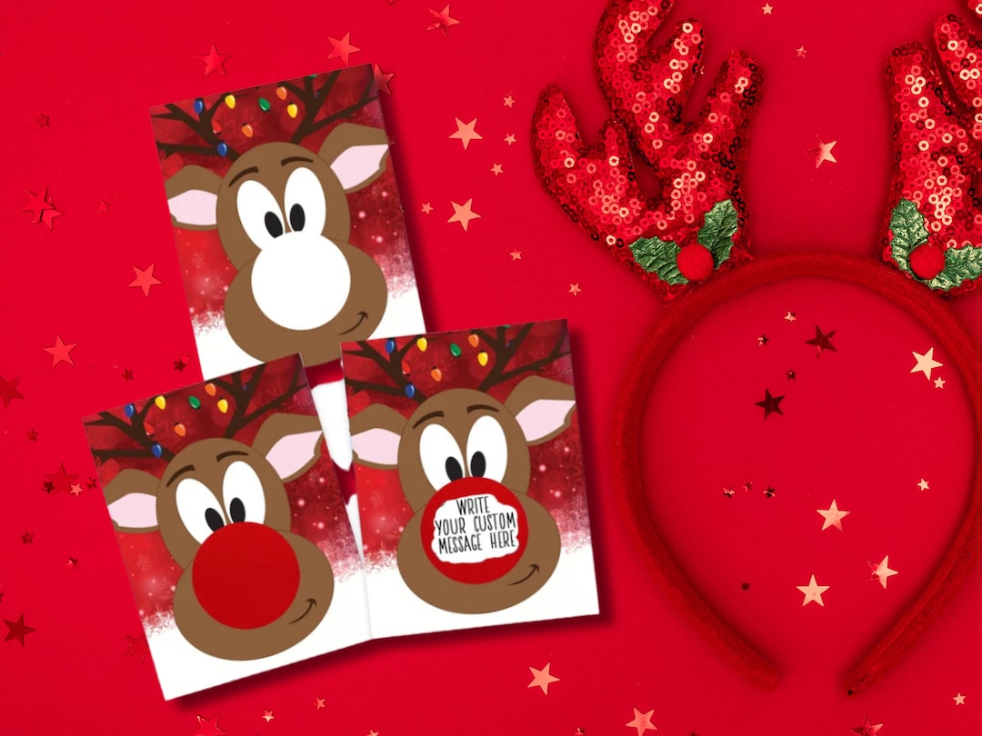 DIY Rudolph Reindeer Scratch off Christmas Cards - 20 Card Kit - Etsy