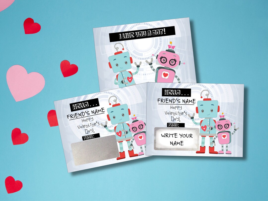 Robot Valentine Scratch off Cards: Kids Class Activity Kit of 25 - Etsy