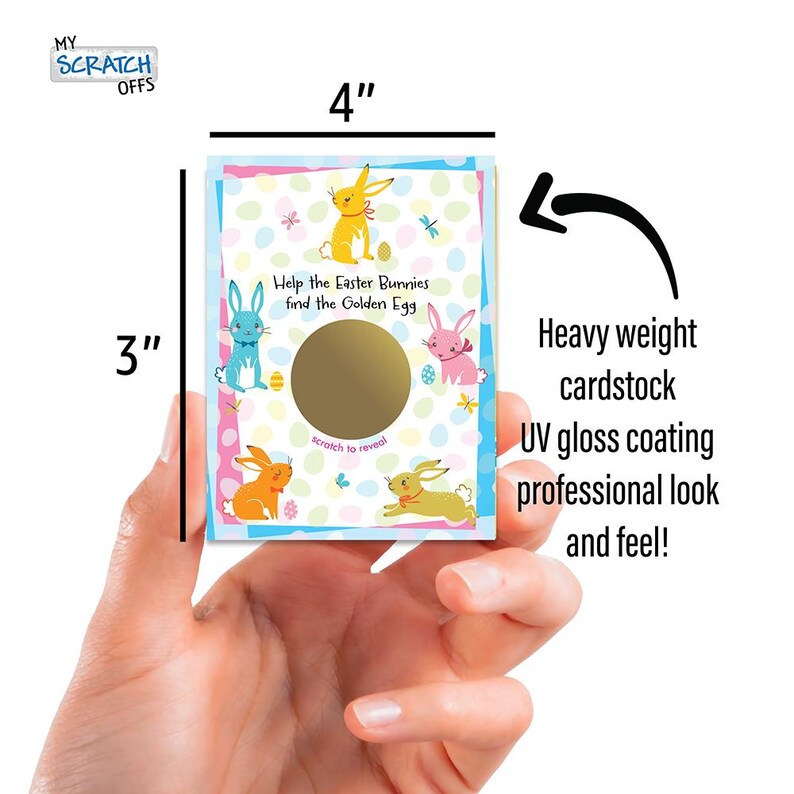 Colorful Easter Bunny Find the Golden Egg Scratch off Game: 26 Cards, 2 ...
