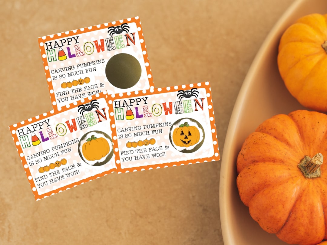 Halloween Find the Pumpkin Jack-o'-lantern Scratch off Game Card Party ...