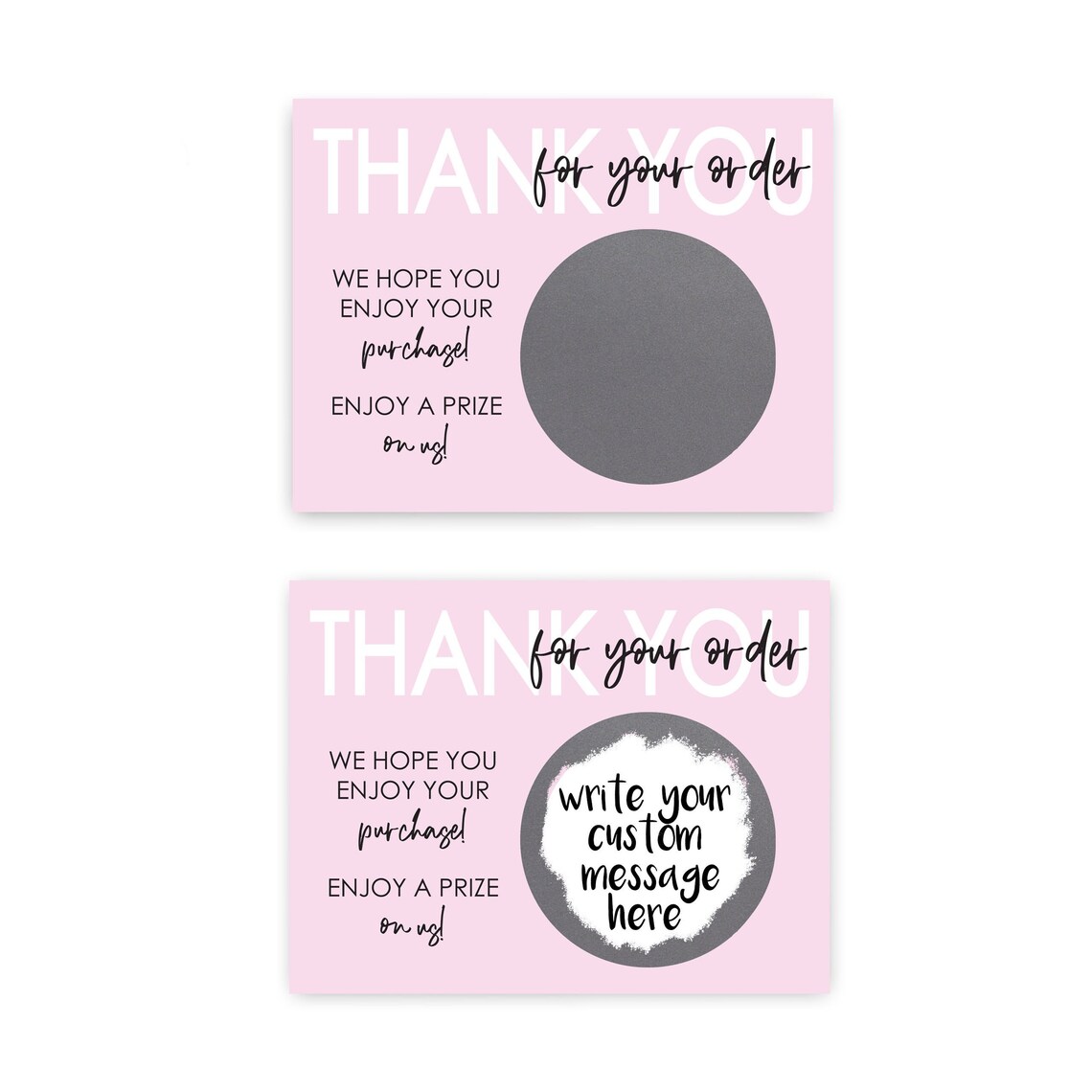 DIY Scratch off Ticket Kit: Pink Thank You Cards, Business Promotion ...