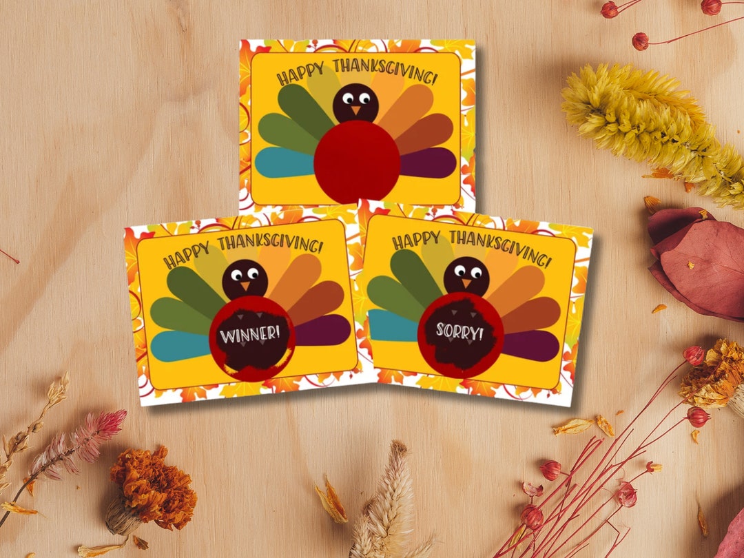 Thanksgiving Turkey Scratch off Game Card holiday Dinner Gatherings ...
