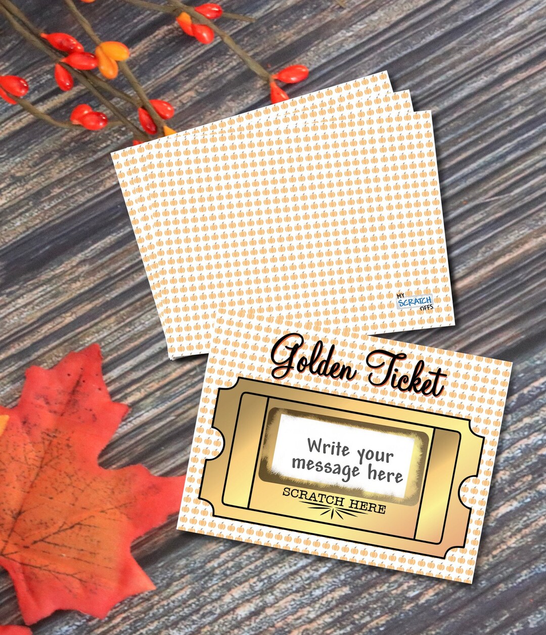Halloween Golden Ticket Fall Pumpkin Harvest Diy Make Your Own Scratch Off Ticket Kit 20 Cards