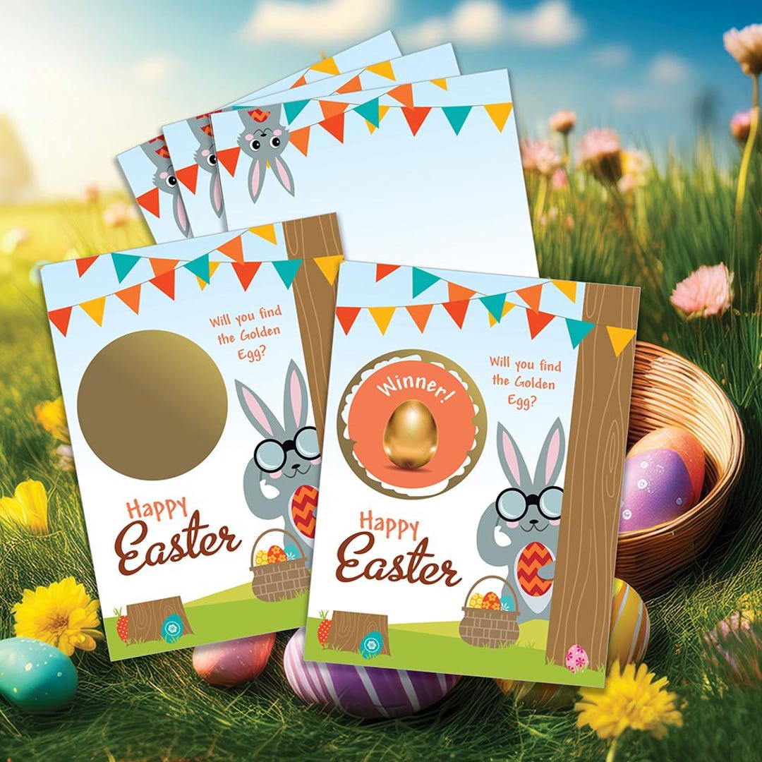 Easter Bunny Egg Hunt Scratch off Game: 26 Cards, 2 Winners - Etsy
