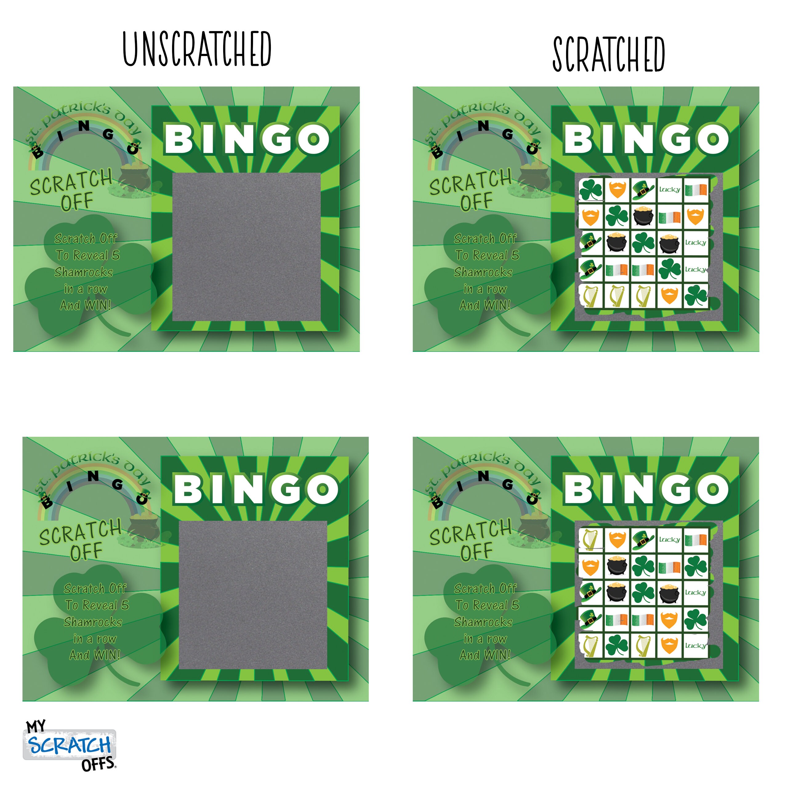 St. Patrick's Day Shamrock Scratch off Bingo Game - 26 Cards - Etsy