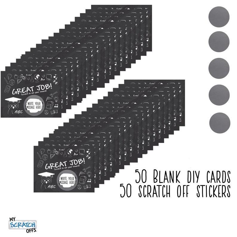 Teacher Parent Reward 50 Pack Scratch off Cards Do-it-yourself - Etsy
