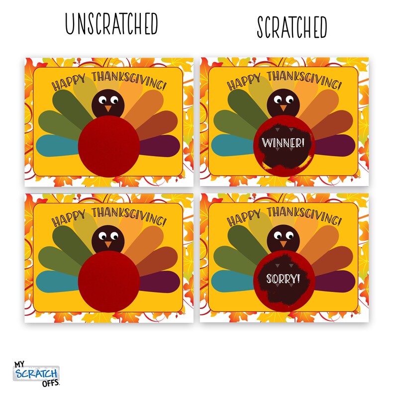 Thanksgiving Turkey Scratch off Game: Family Dinner Cards (26 Pack) - Etsy
