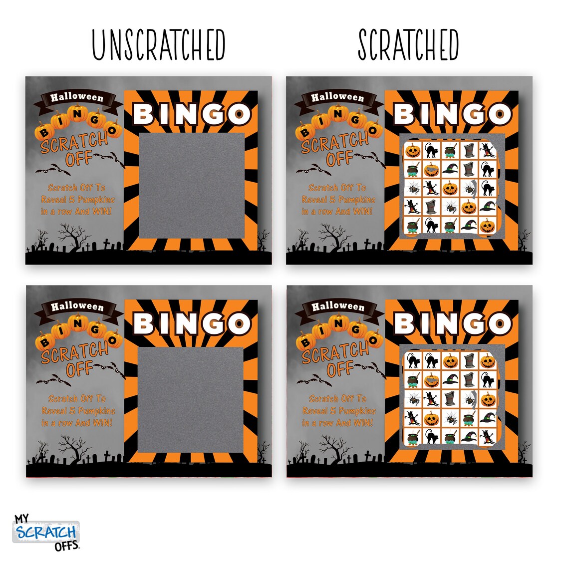 Halloween BINGO Scratch Off Game Card Scratcher Lotto Tickets Etsy
