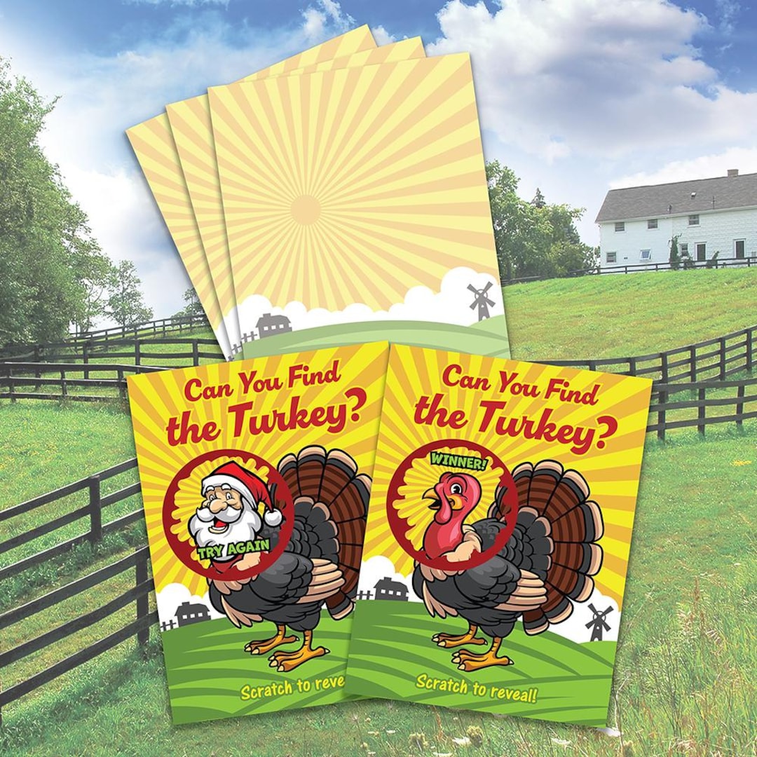 Thanksgiving Find the Turkey Scratch off Game Cards: Holiday Dinner, 26 ...
