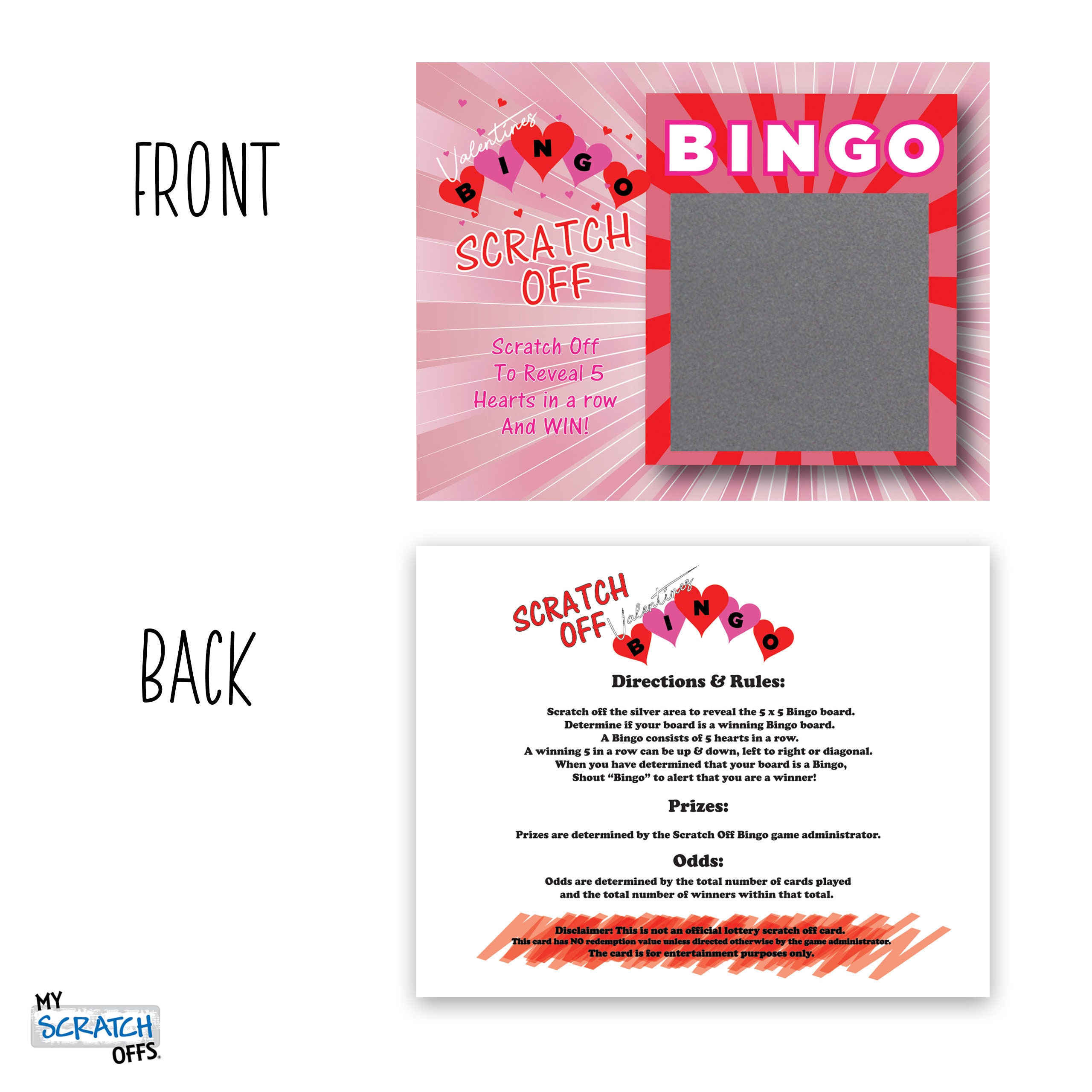 Valentines Day Love and Hearts BINGO Scratch off Party Favor | Etsy