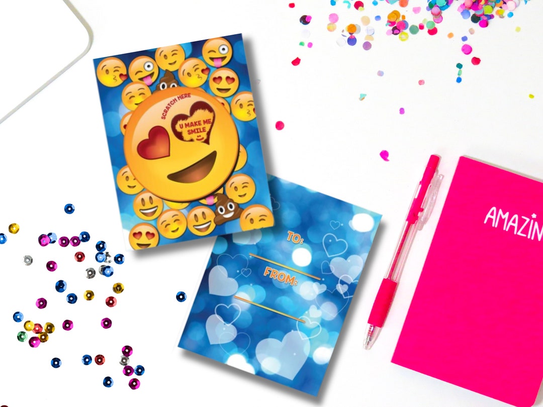 Emoji Scratch off Valentine’s Day Cards 3 X 4 Unisex Kid's Valentines ...