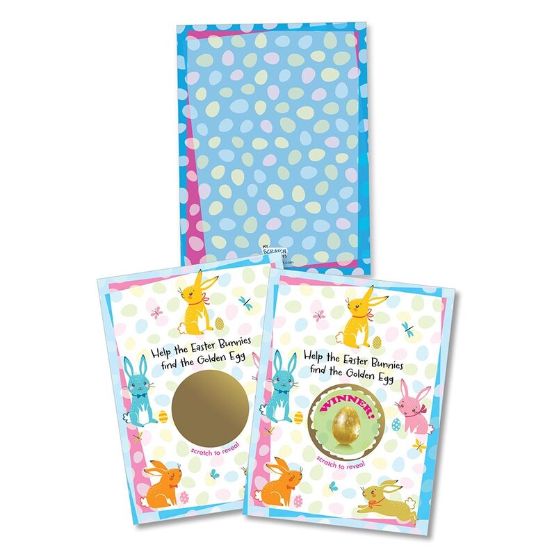 Colorful Easter Bunny Find the Golden Egg Scratch off Game: 26 Cards, 2 ...