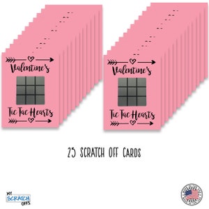Scratch off Valentine’s Day 25 Pink Cards Tic-tac-toe 3×4 All W/ 3 ...