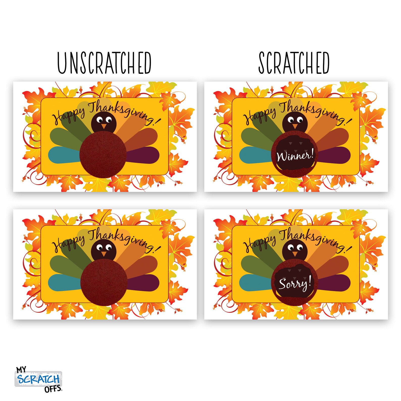 Thanksgiving Turkey Scratch Off Game Card | Etsy