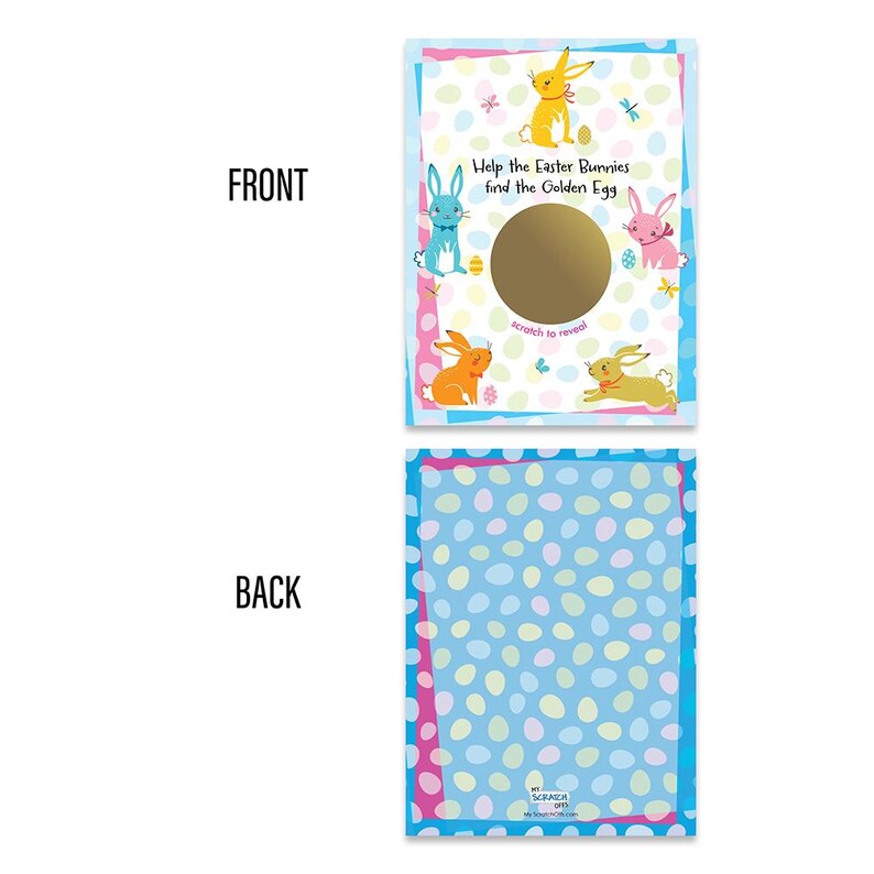 Colorful Easter Bunny Find the Golden Egg Scratch off Game: 26 Cards, 2 ...