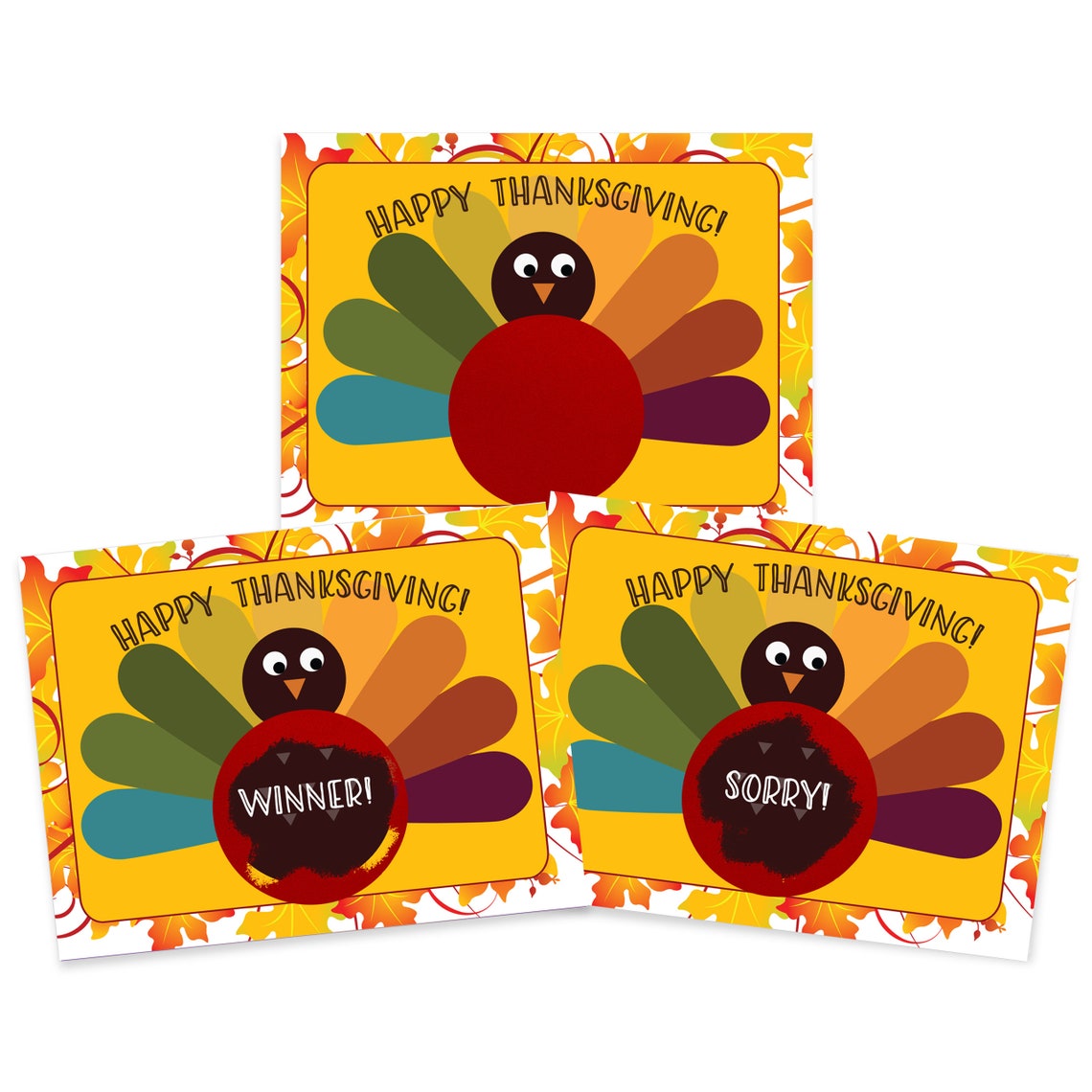 Thanksgiving Turkey Scratch off Game Cardfor Family Holiday - Etsy