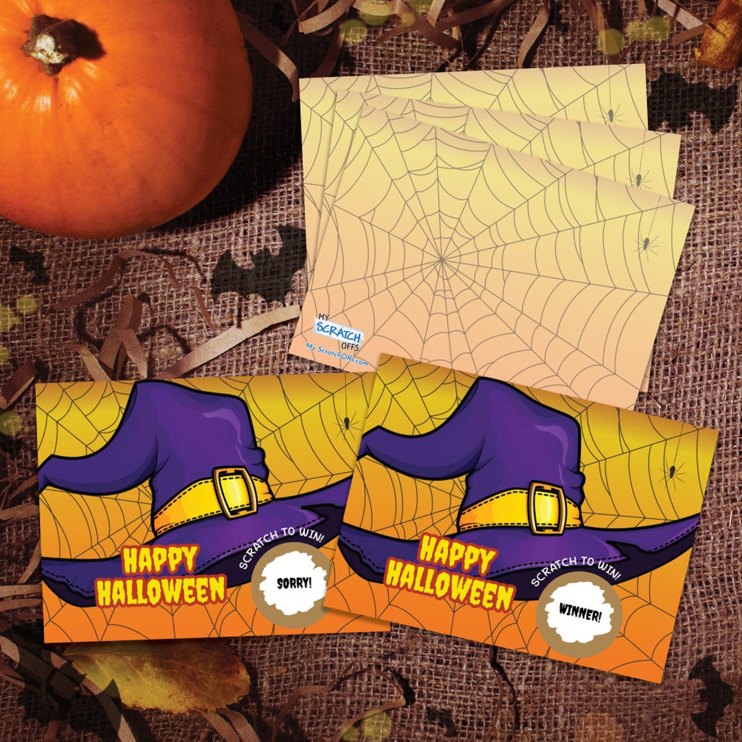 Witch's Hat Halloween Scratch off Game Cards: Party Prizes, Small ...