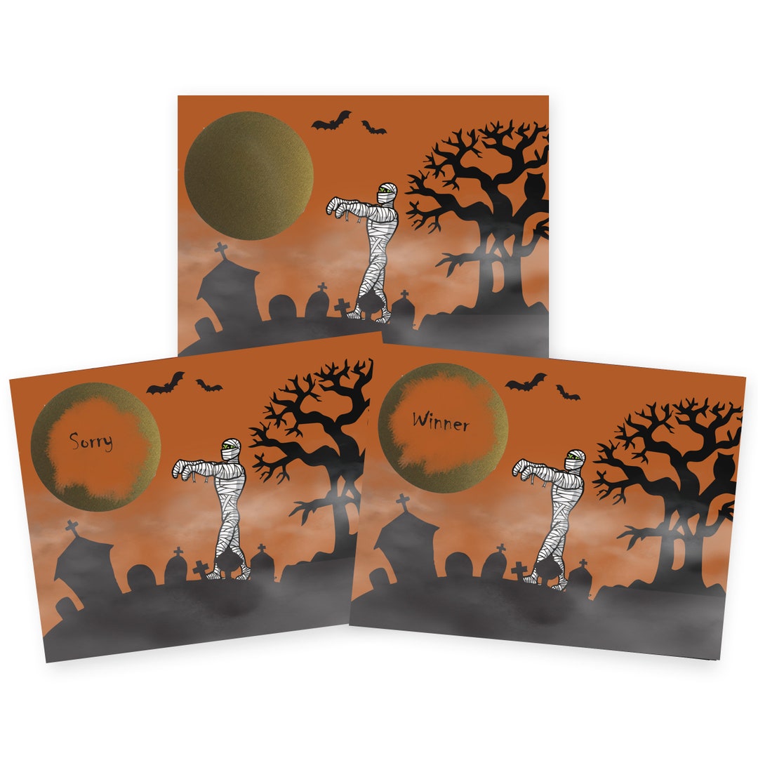 Spooky Mummy Graveyard Halloween Scratch off Game Cards - Etsy
