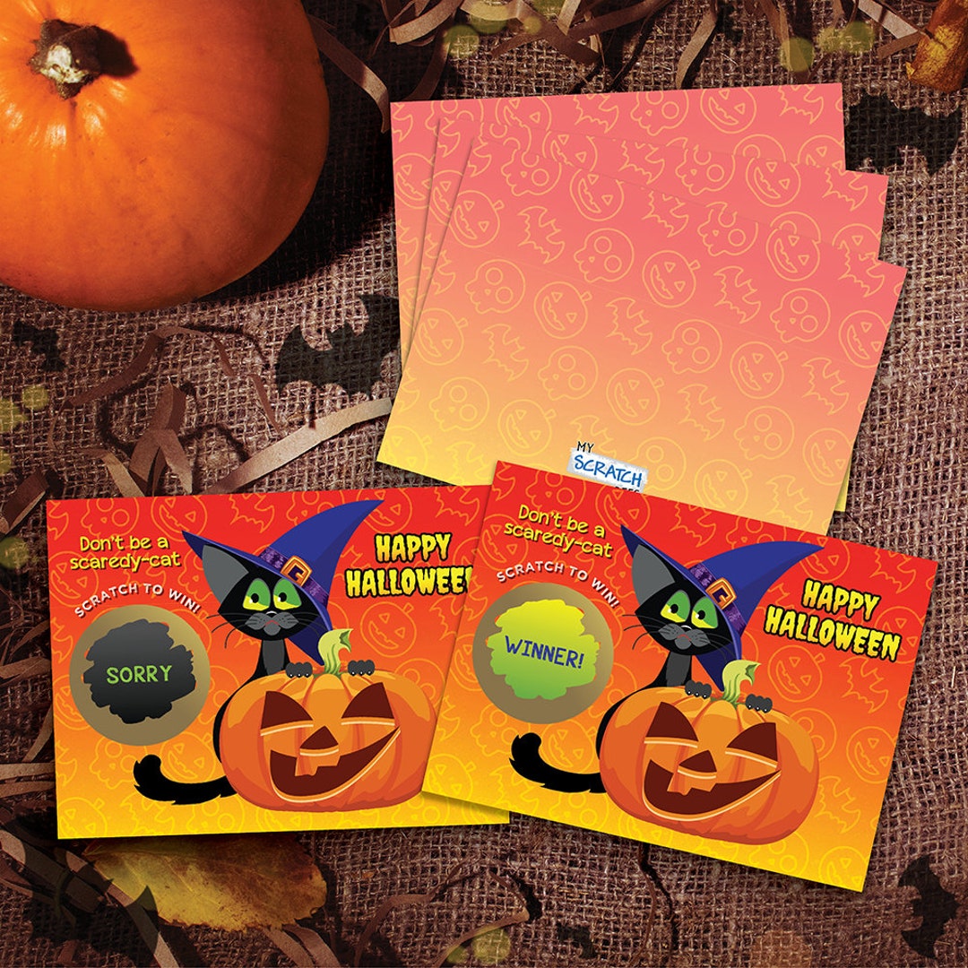 Halloween Cat Witch Scratch off Game Cards: Party Prizes (26 Pack) - Etsy