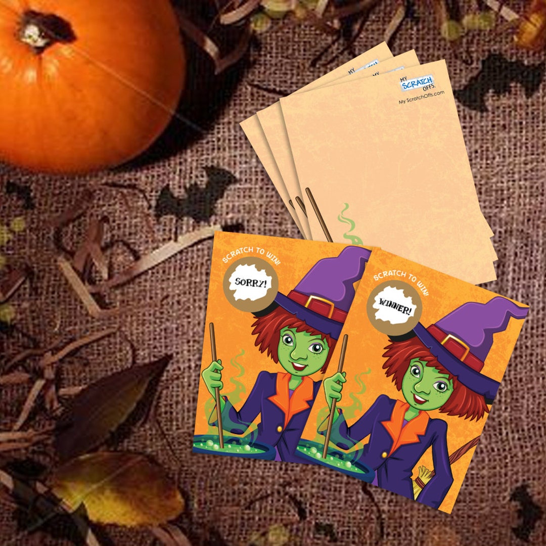 Halloween Witch Scratch off Game Cards: Party Prizes, Small Business ...