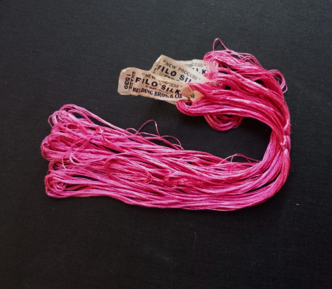 Antique 1930's Silk Embroidery Floss Belding Filo Silk Raspberry Pink ...