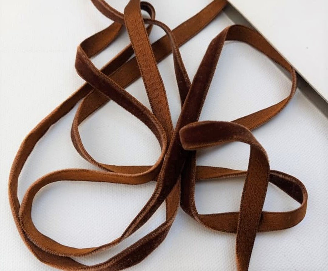 Vintage French 1920's Velvet Ribbon 3/8 Inch Redwood Brown - Etsy