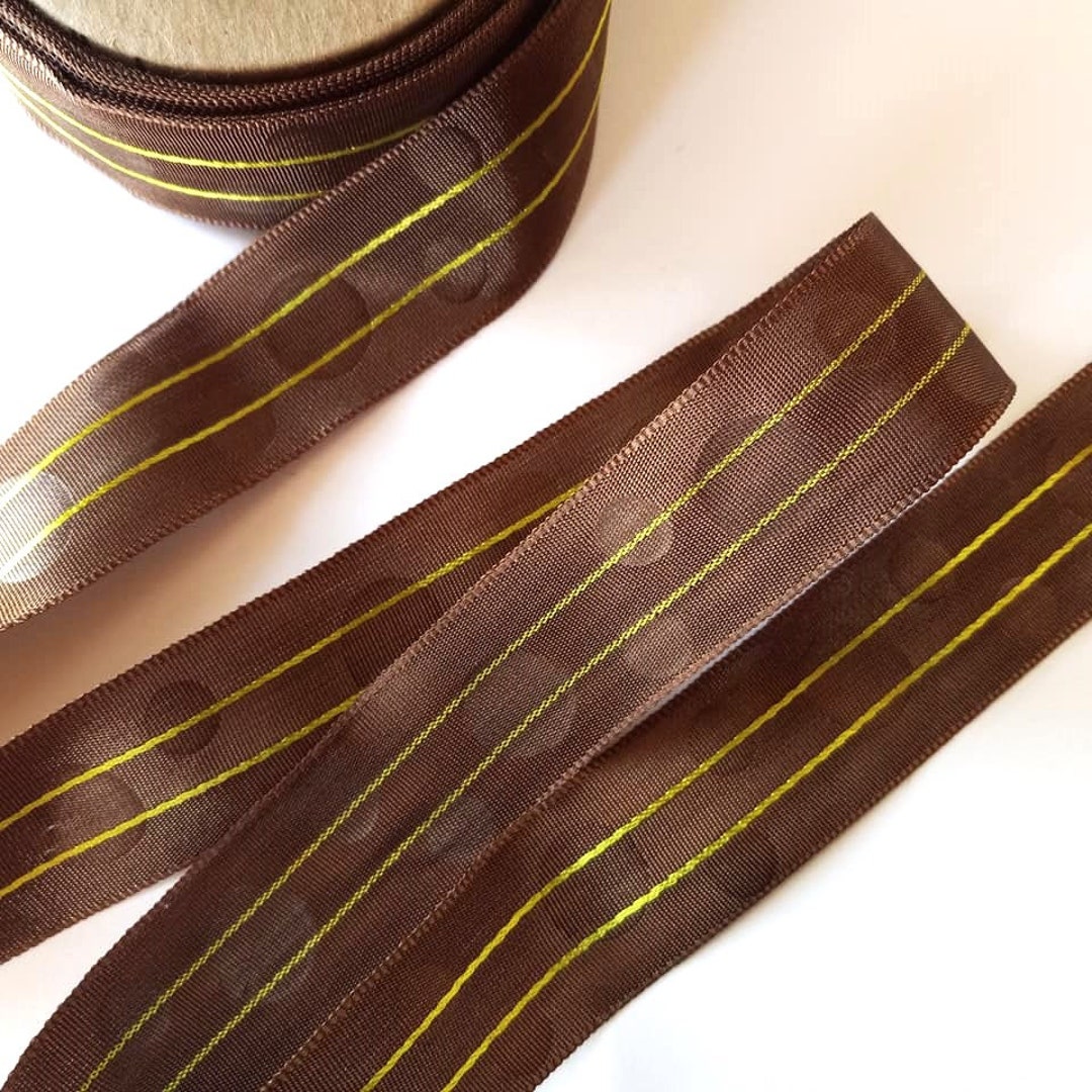 Vintage 1930's French Silk Faille Satin Ribbon 15/16 Inch Brown With ...