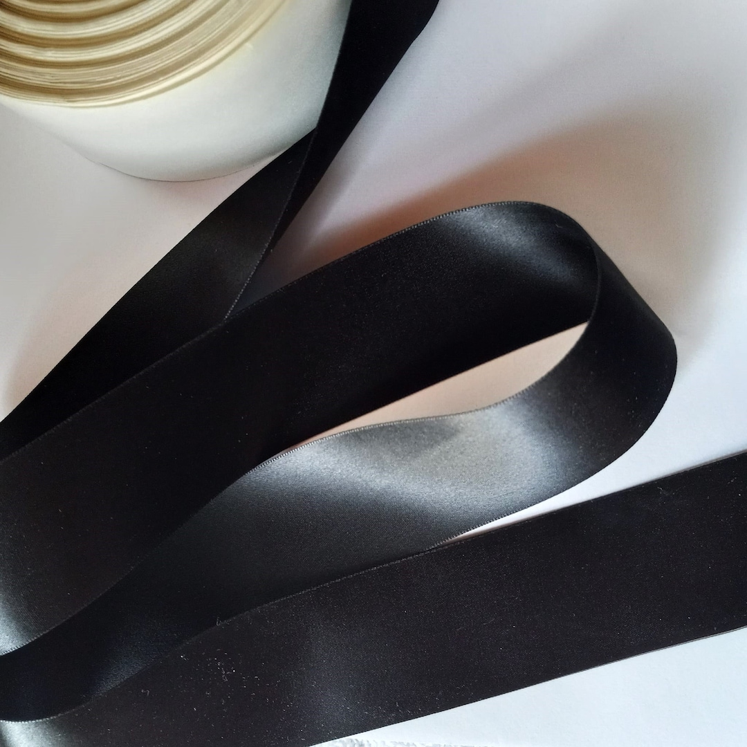 Vintage French Double Faced Rayon Ribbon 1 9/16 Inch Black - Etsy