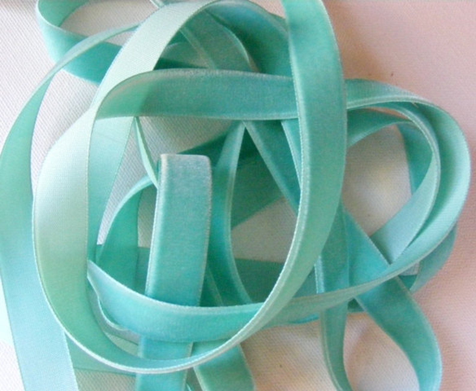 Vintage 1940's German Rayon Velvet Ribbon 5/8 Inch Aqua - Etsy