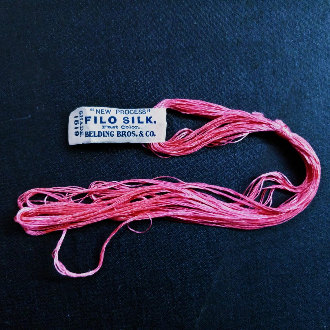 Antique 1930's Silk Embroidery Floss Belding Filo Silk Raspberry Rose ...