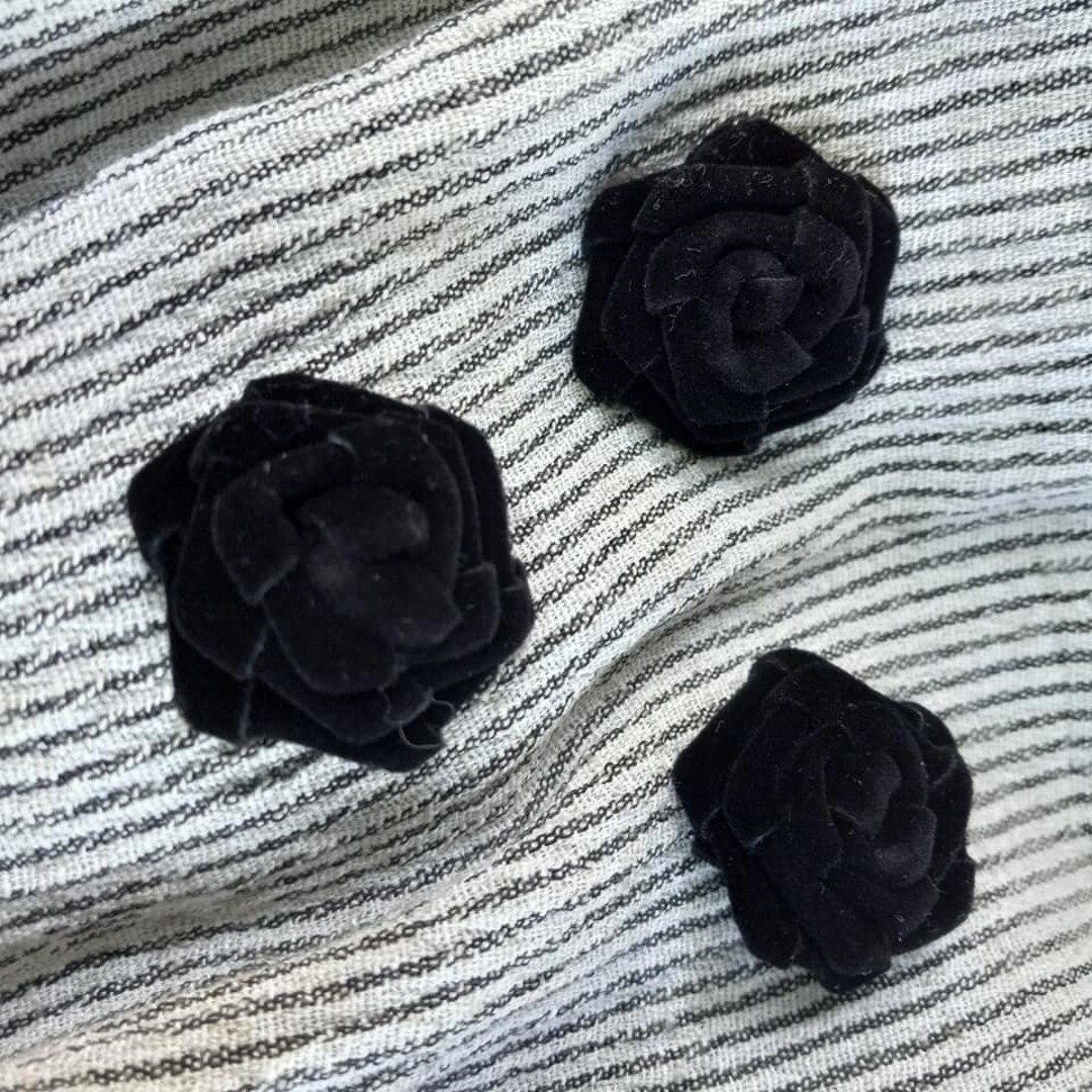 Vintage 1940's French Black Handmade Suede Velvet Rose Buttons 1 1/4 ...