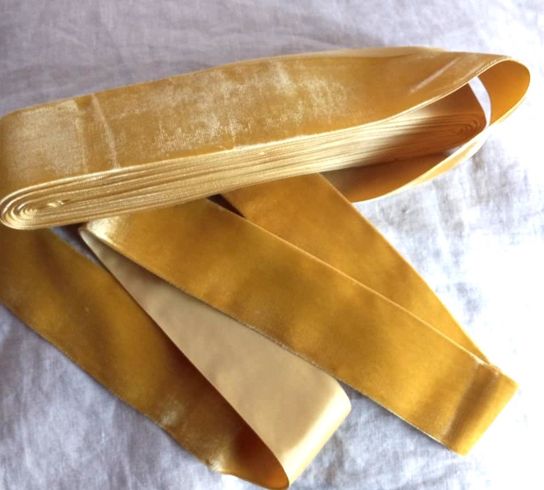 Vintage 1930's AGED French Velvet Ribbon 2 Inch Mustard Gold - Etsy