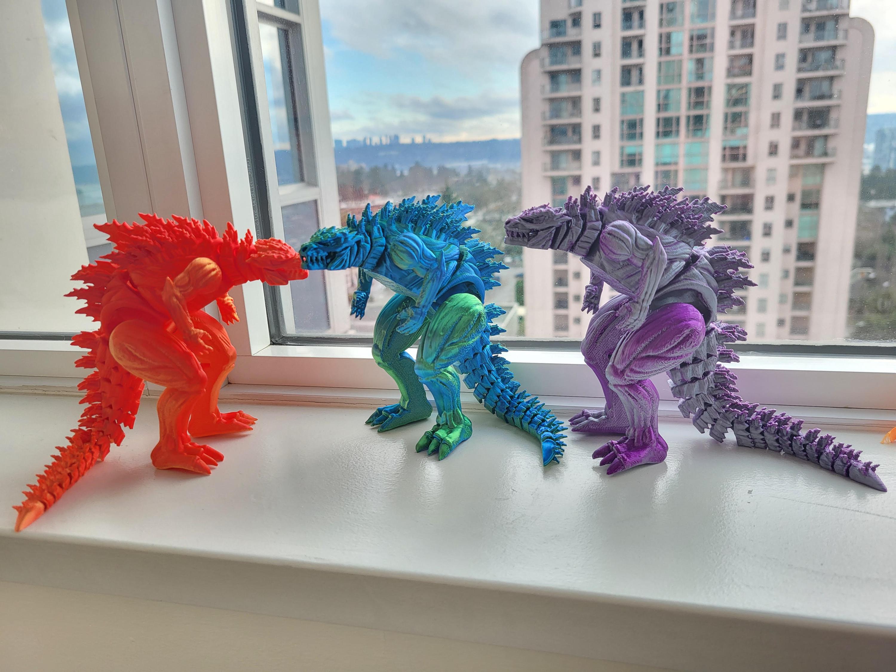 Articulated 3D Printed Godzilla Figure: Poseable Kaiju Desk Model Gift ...