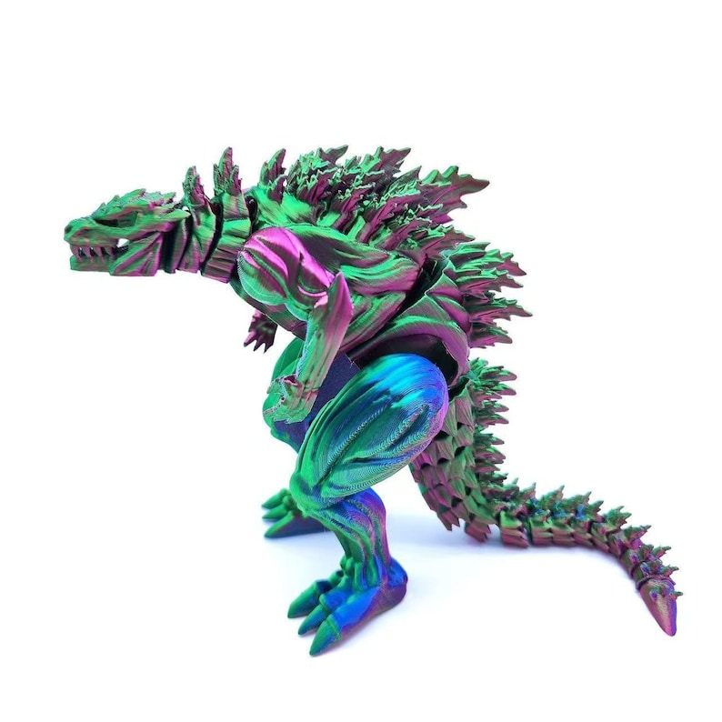 Articulated 3D Printed Godzilla Figure: Poseable Kaiju Desk Model Gift ...