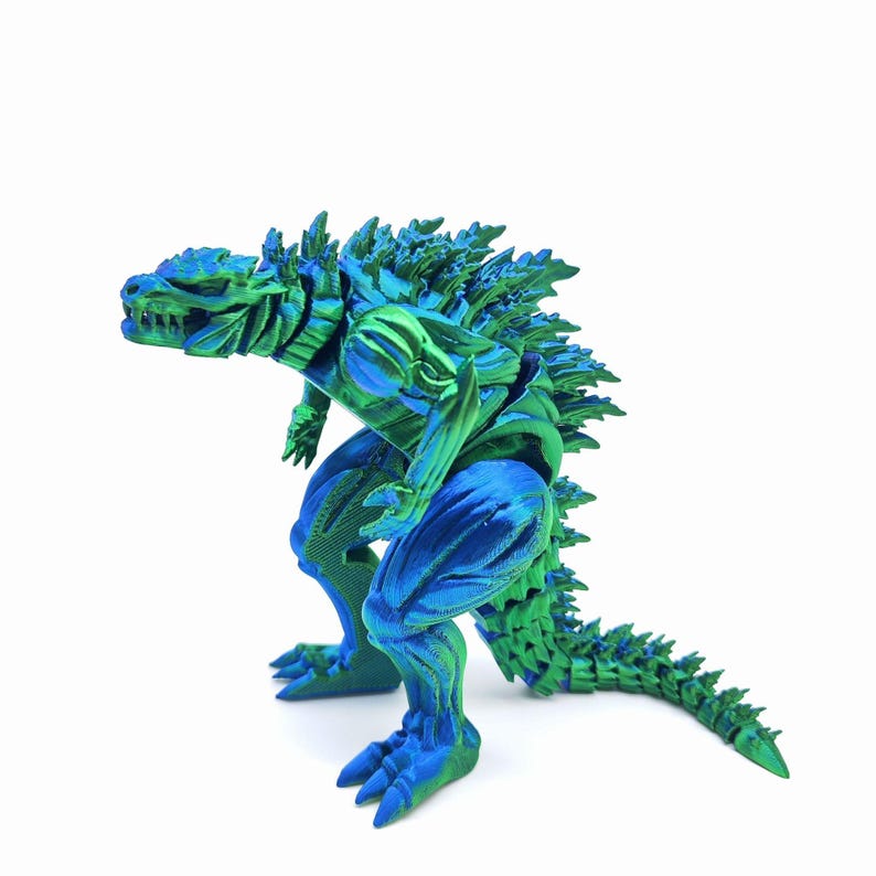 Articulated 3D Printed Godzilla Figure: Poseable Kaiju Desk Model Gift ...