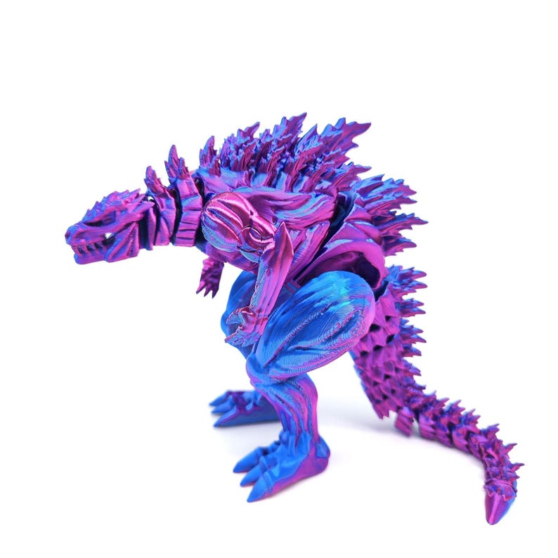 Articulated 3D Printed Godzilla Figure: Poseable Kaiju Desk Model Gift ...