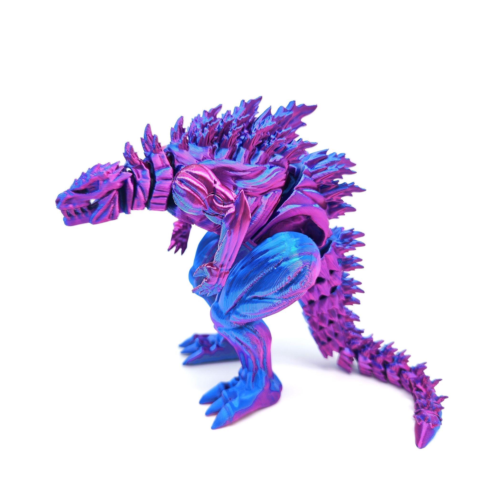 Articulated 3D Printed Godzilla Figure: Poseable Kaiju Desk Model Gift ...