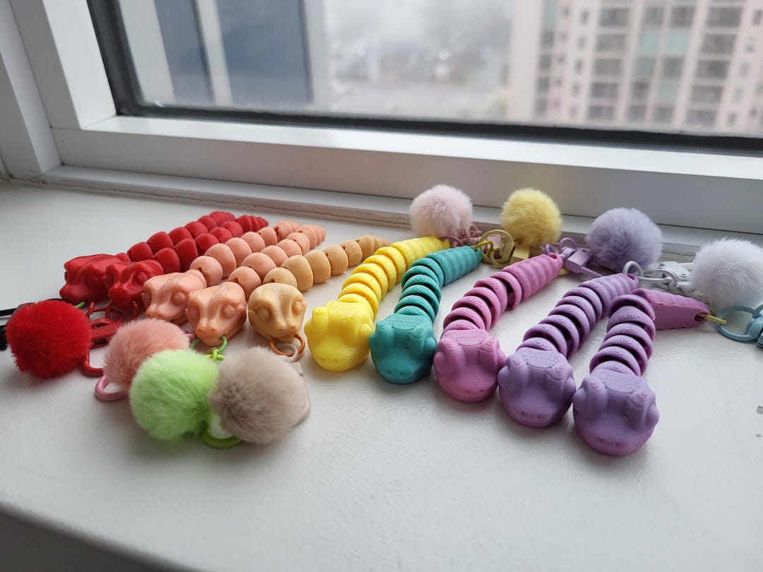 Articulated Snake Toy, 3D Printed Snake Keychain in Kinds Colors ...
