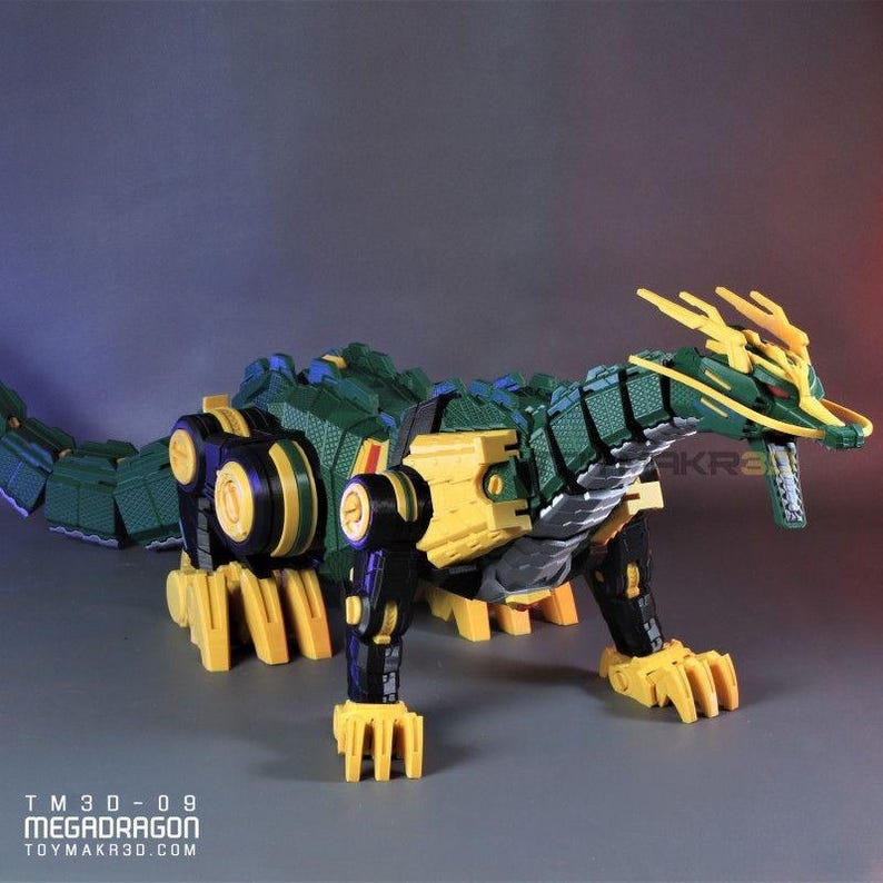 3D Printed Mega Dragon Mecha Model: DIY Kit or Assembled Action Figure ...