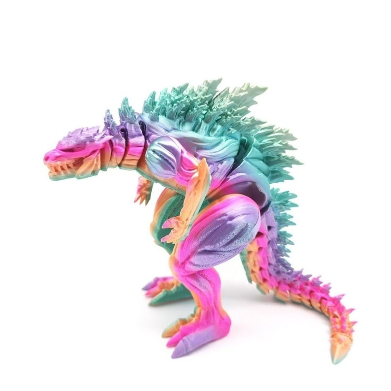 Articulated 3D Printed Godzilla Figure: Poseable Kaiju Desk Model Gift ...
