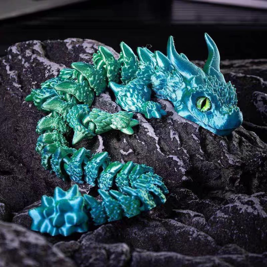 3D Printed Articulated Dragon Fidget Toy - PLA Magic Silk, Christmas ...