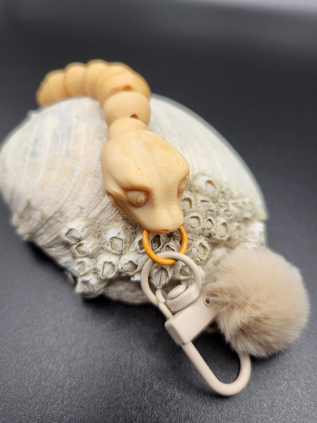 Snake Keychain With a Soft Puff Charm Articulated Rattlesnake Adorable ...