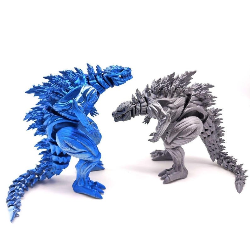 Articulated 3D Printed Godzilla Figure: Poseable Kaiju Desk Model ...