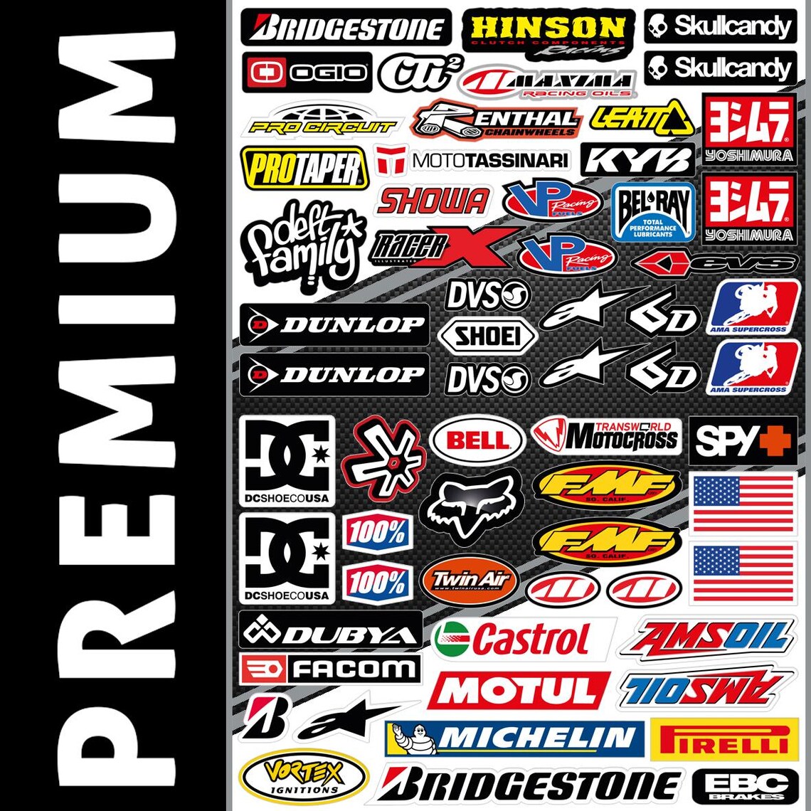 KIT Decals Stickers Sponsors Car Bike Motorcycle Motocross MX ATV Wagen ...