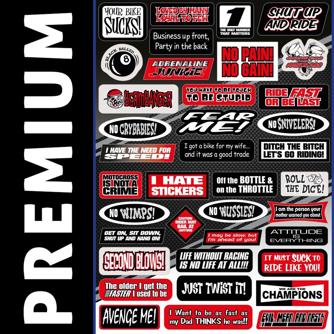 KIT Decals Stickers Sponsors Car Bike Motorcycle Motocross MX ATV Wagen ...