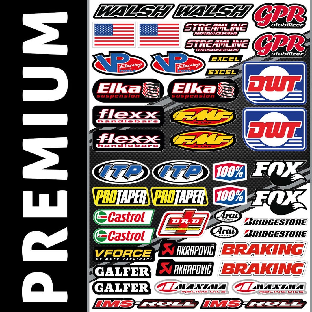 KIT Decals Stickers Sponsors Car Bike Motorcycle Motocross MX ATV Wagen ...